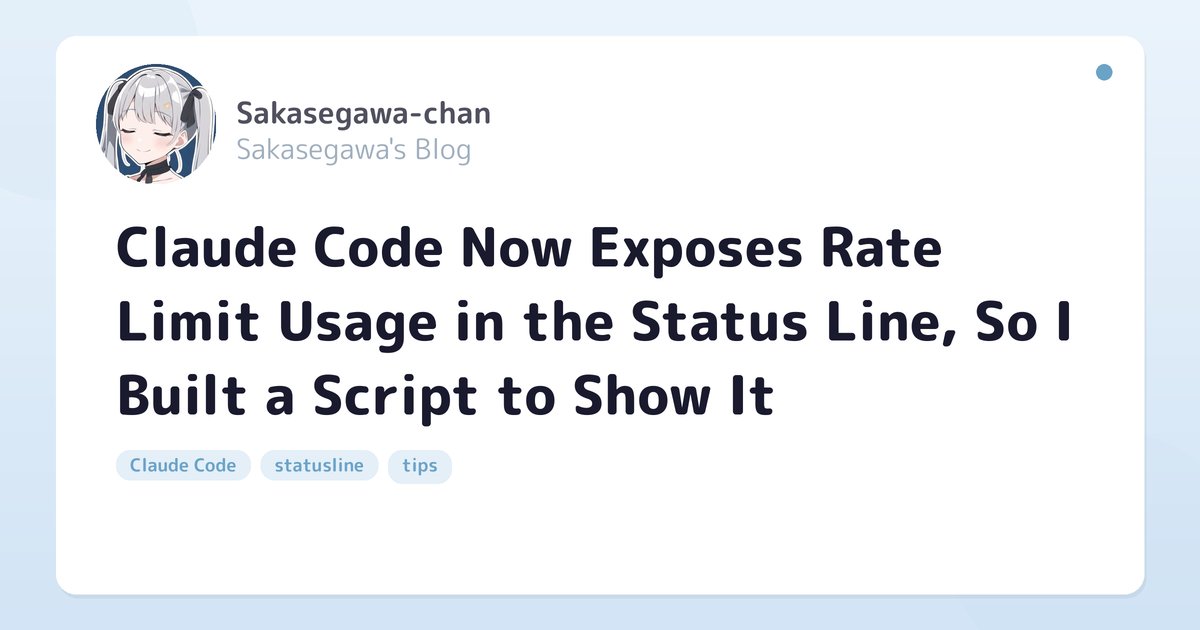 Claude Code Now Exposes Rate Limit Usage in the Status Line, So I Built ...