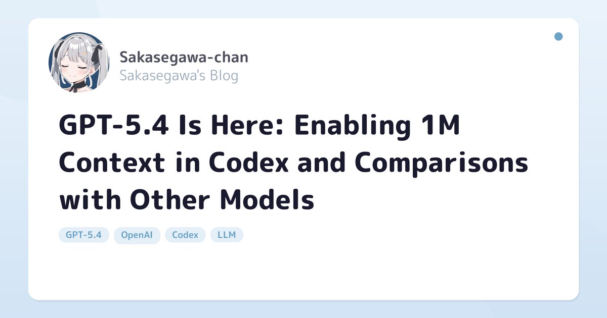 GPT-5.4 Is Here: Enabling 1M Context in Codex and Comparisons with ...